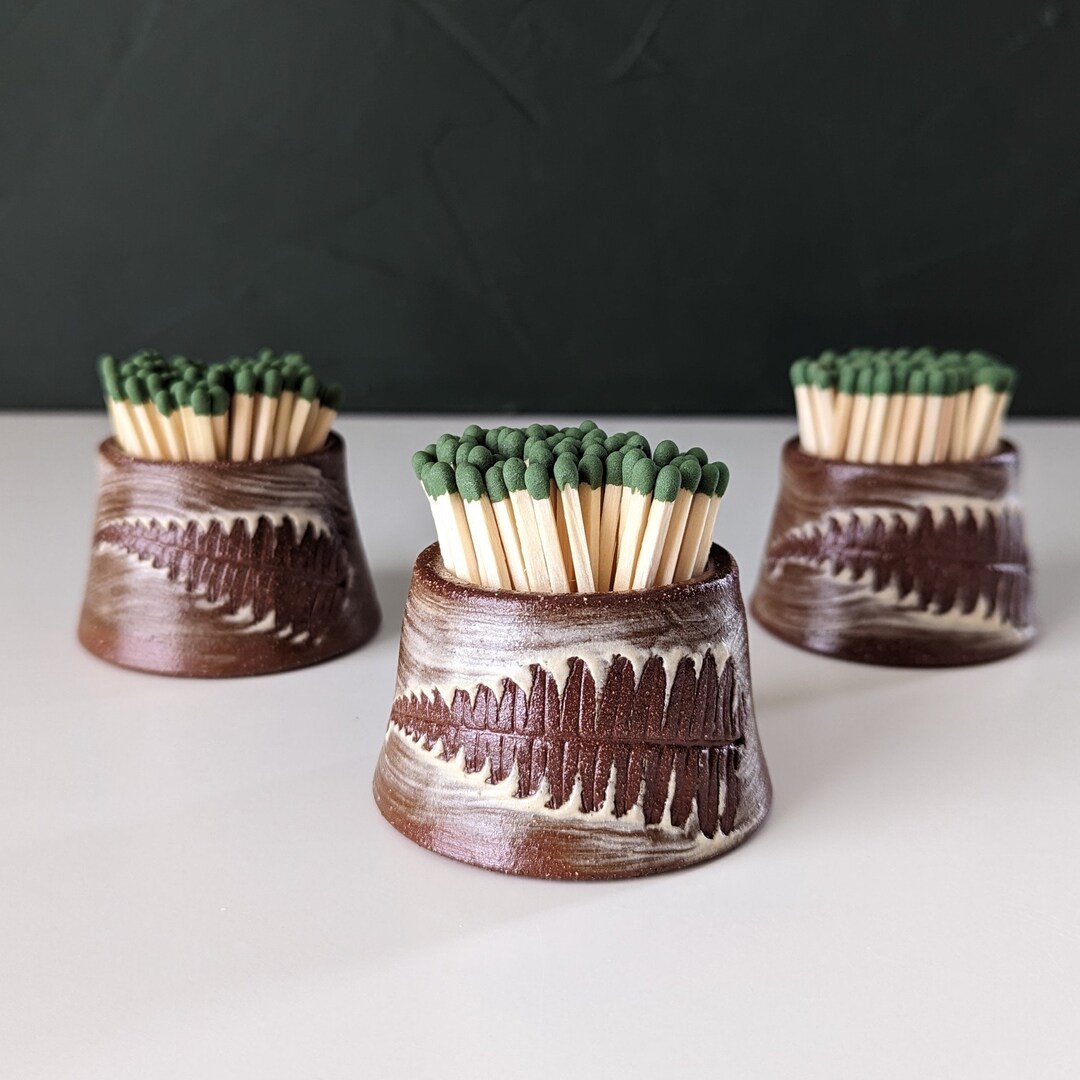 Fern Match Striker, Red Clay Stoneware Match Holder, Fire Striker ...