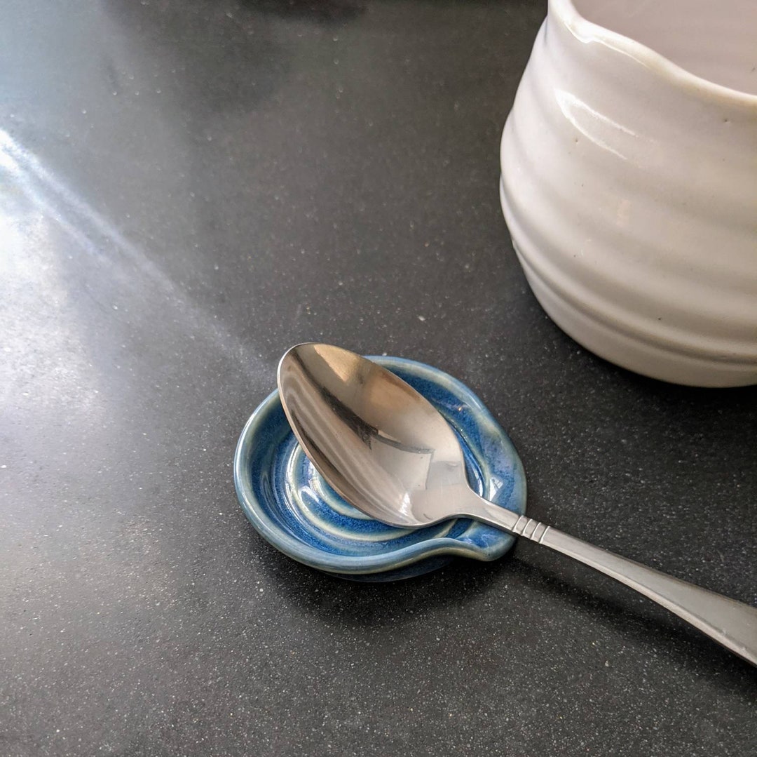 Small Blue Coffee Spoon Rest Ceramic Tea Spoon Rest Blue - Etsy
