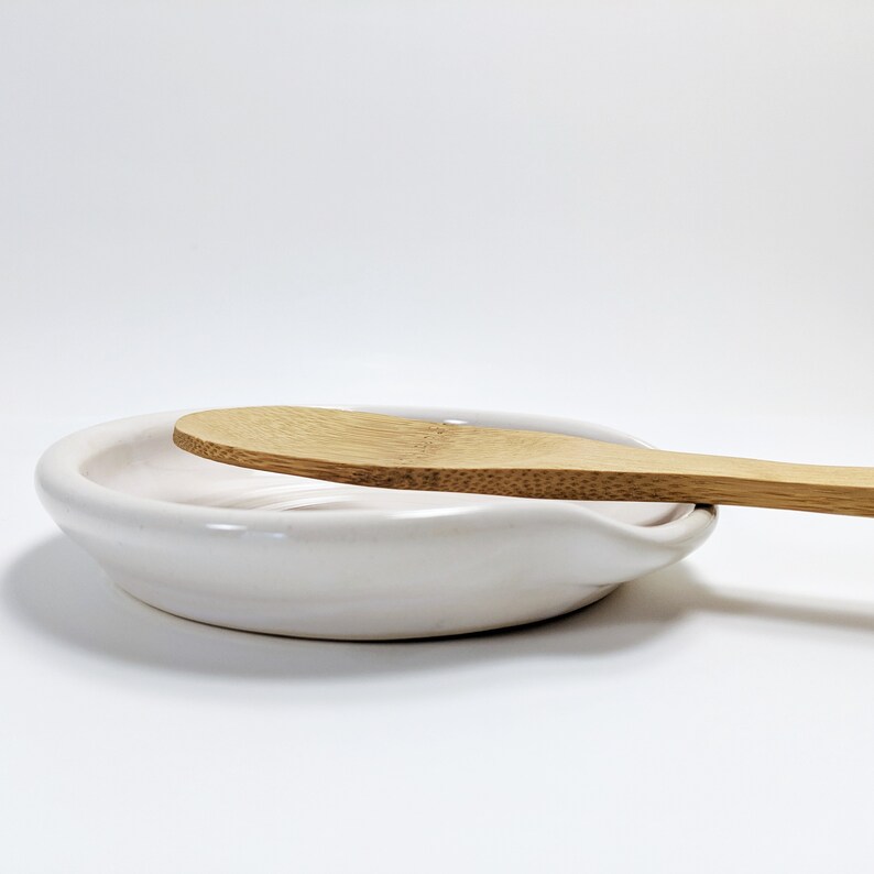 White Ceramic Spoon Rest Stove top Spoon Rest Farmhouse | Etsy