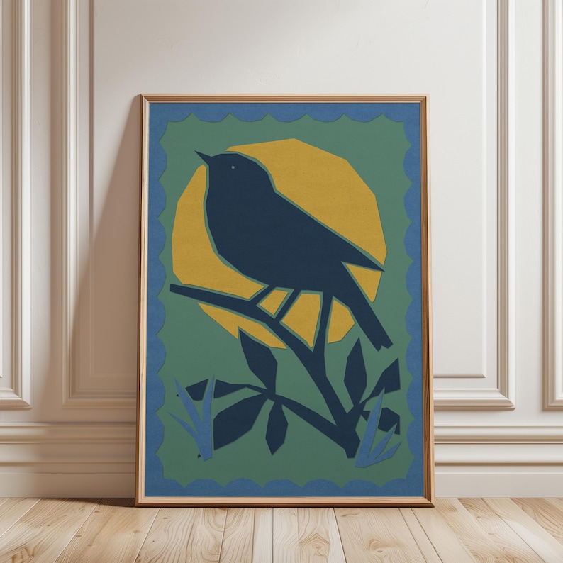 Kids Room Wall Art: Robin Print, Whimsical Woodland Bird Art (digital ...