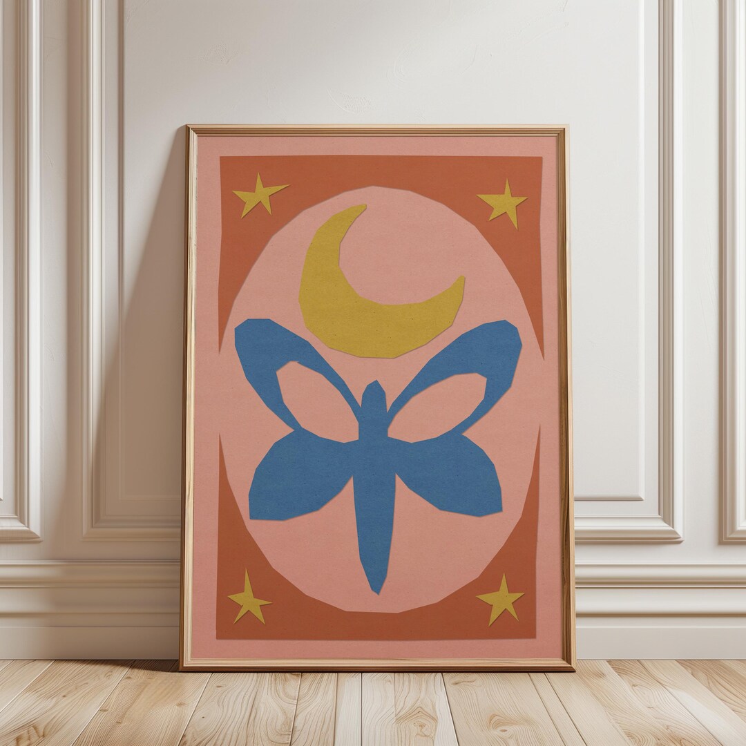Kids Room Wall Art: Moon Moth Nursery Print, Whimsical Woodland Animals ...