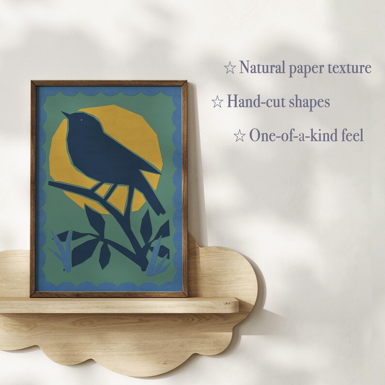 Kids Room Wall Art: Robin Print, Whimsical Woodland Bird Art (digital ...