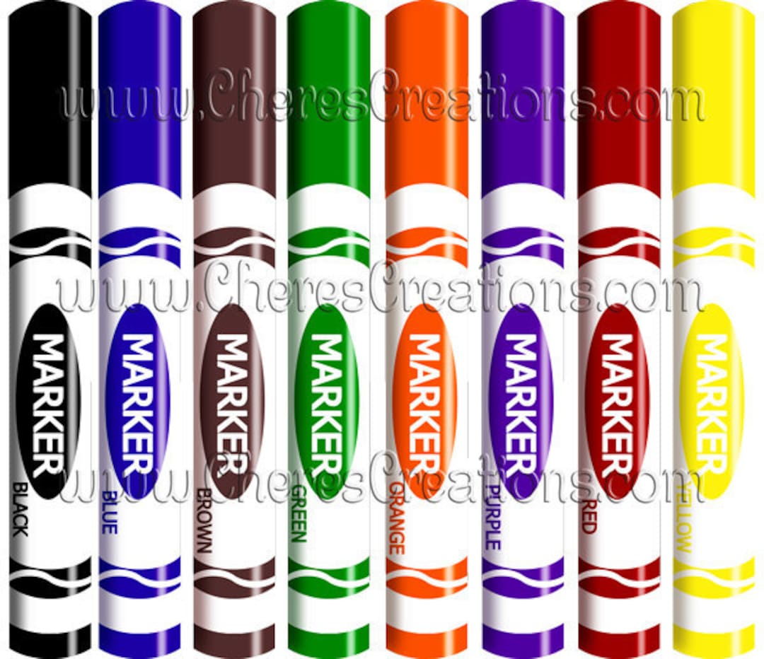 Markers Clipart Black And White