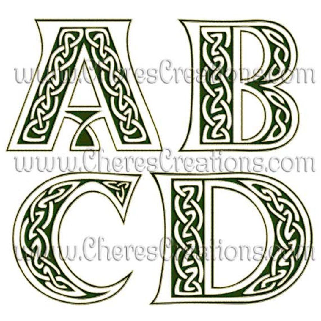 Celtic Alphabet Digital Scrapbook Kit Scrap Booking Green - Etsy