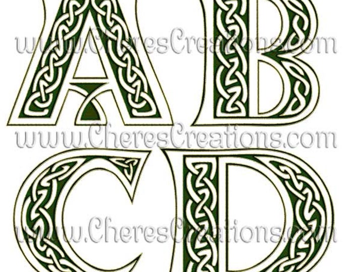 Celtic Alphabet Digital Scrapbook Kit Scrap Booking Green - Etsy