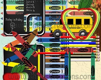 School Digital Scrapbook Kit back to School Digital Scrapbook Papers ...