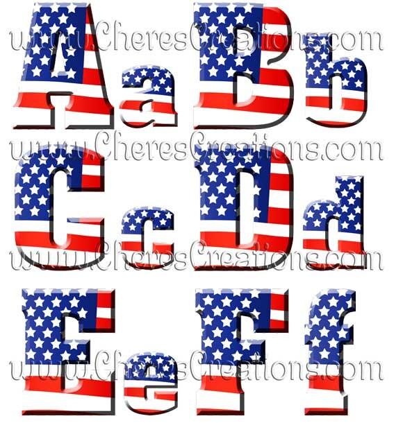 Red White & Blue Flag Digital Alphabet | Etsy