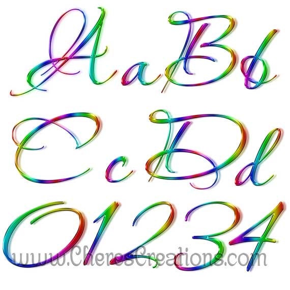 Neon Rainbow Alphabet Digital Scrapbook Kit - Etsy