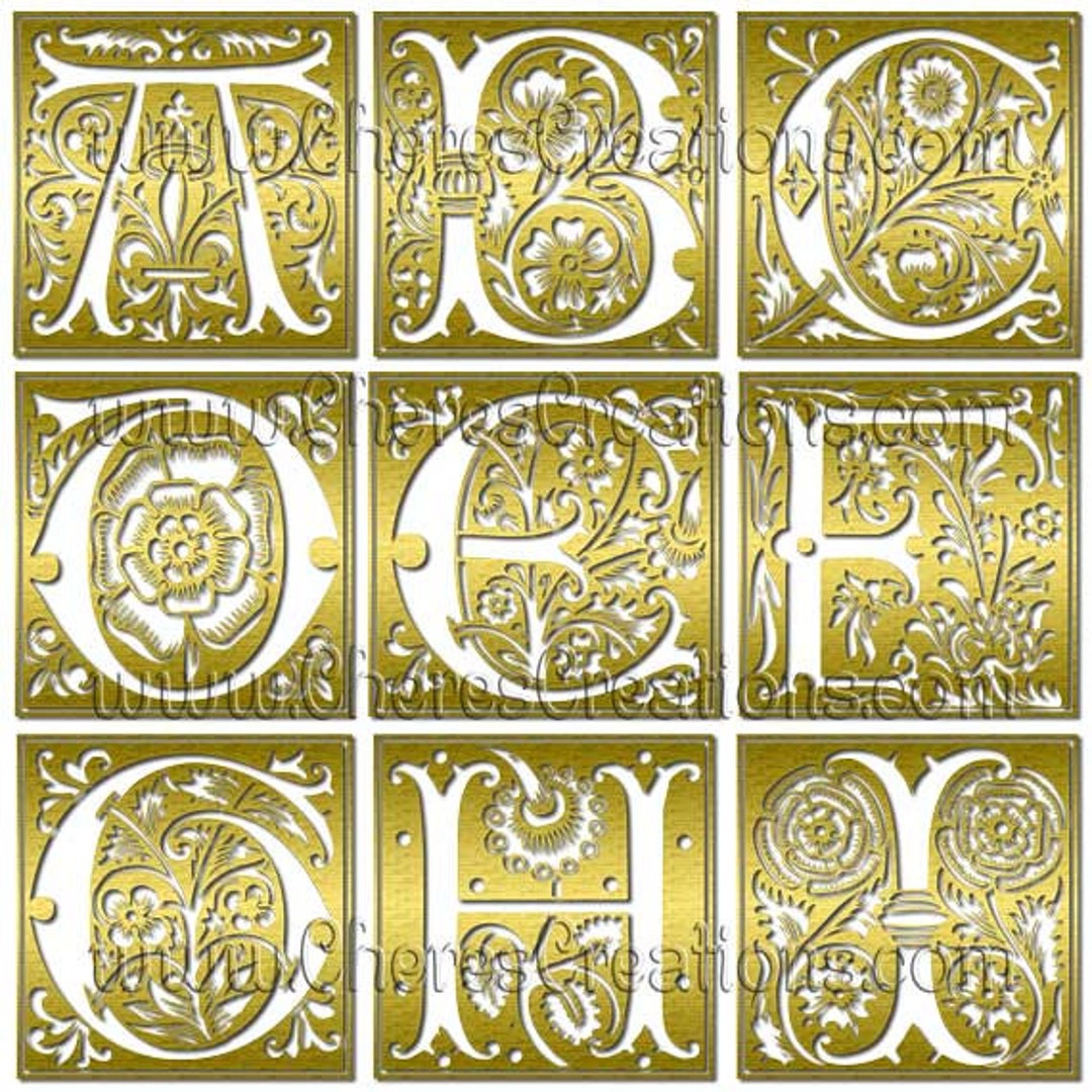 Fancy Gold Capital Letters Digital Alphabet Scrapbook Kit - Etsy