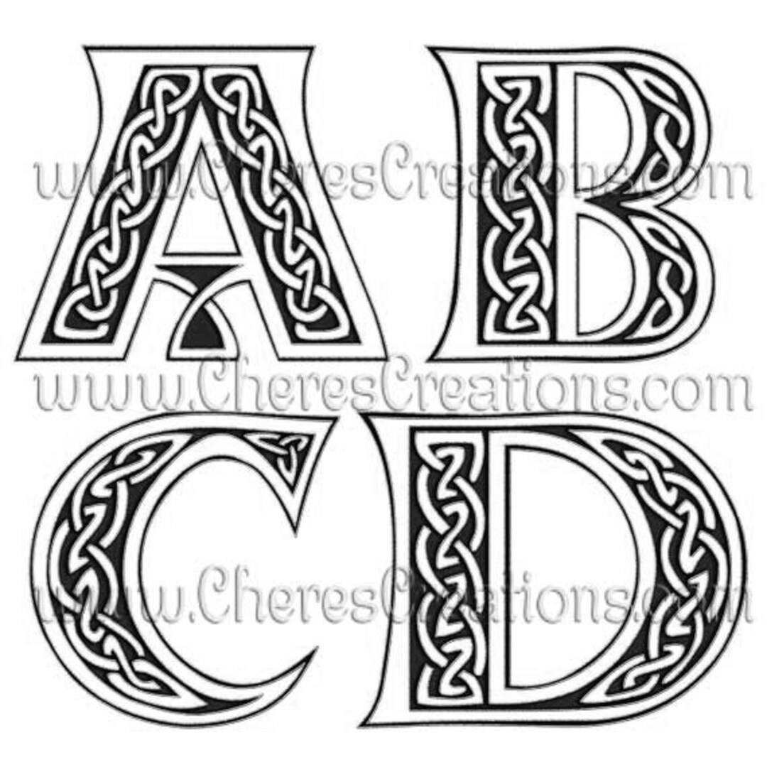 Celtic Alphabet Digital Scrapbook Kit Scrap Booking Black - Etsy