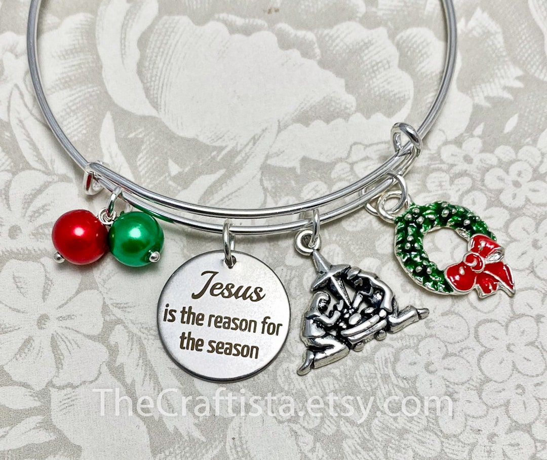Christmas Bracelet, Jesus is the Reason for the Season, Nativity Charm ...