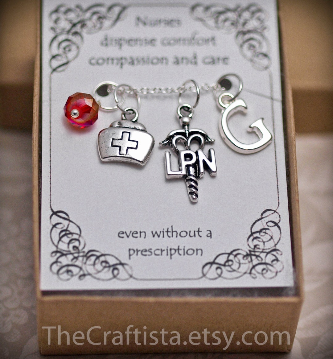 Personalized Nurse Necklace With Birthstone and Initial - RN3 ...