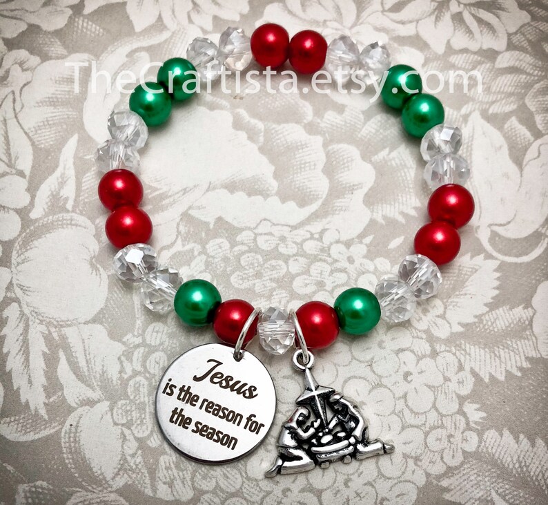 Christmas Bracelet, Jesus is the Reason for the Season, Nativity Charm ...