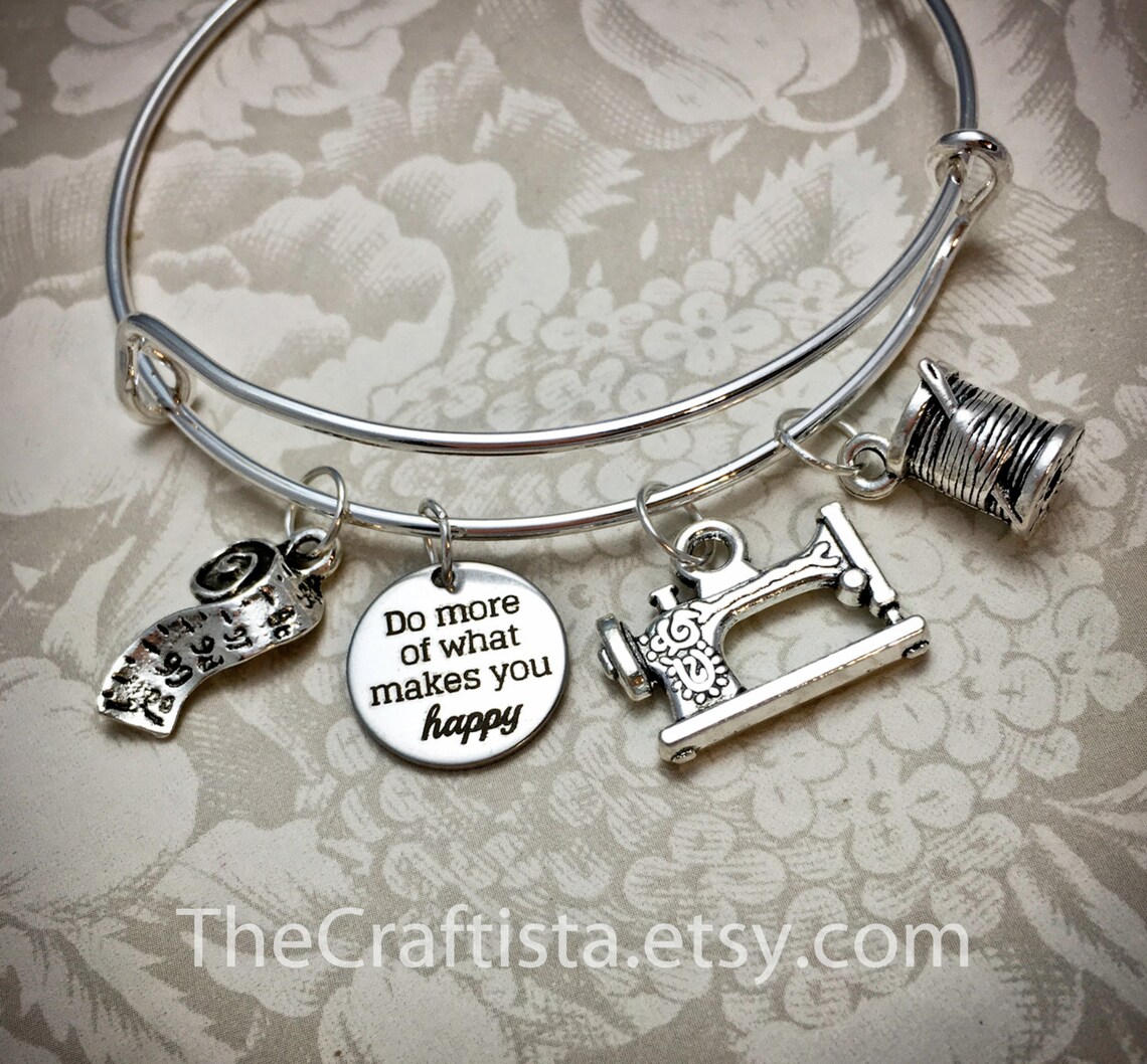 SWB, Personalized Sewing Bracelet, Sewing Bangle, Sewing Charm, Sewing ...