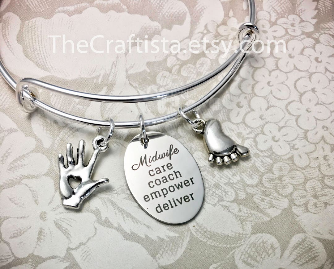 MW, Midwife Bangle, Midwife Gift, Midwife Jewelry, Midwife Charm ...