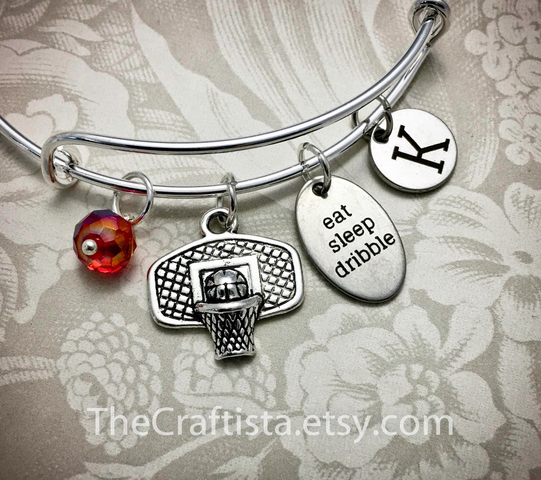 BK2, Personalized Basketball Bracelet, Basketball Bangle, Basketball ...