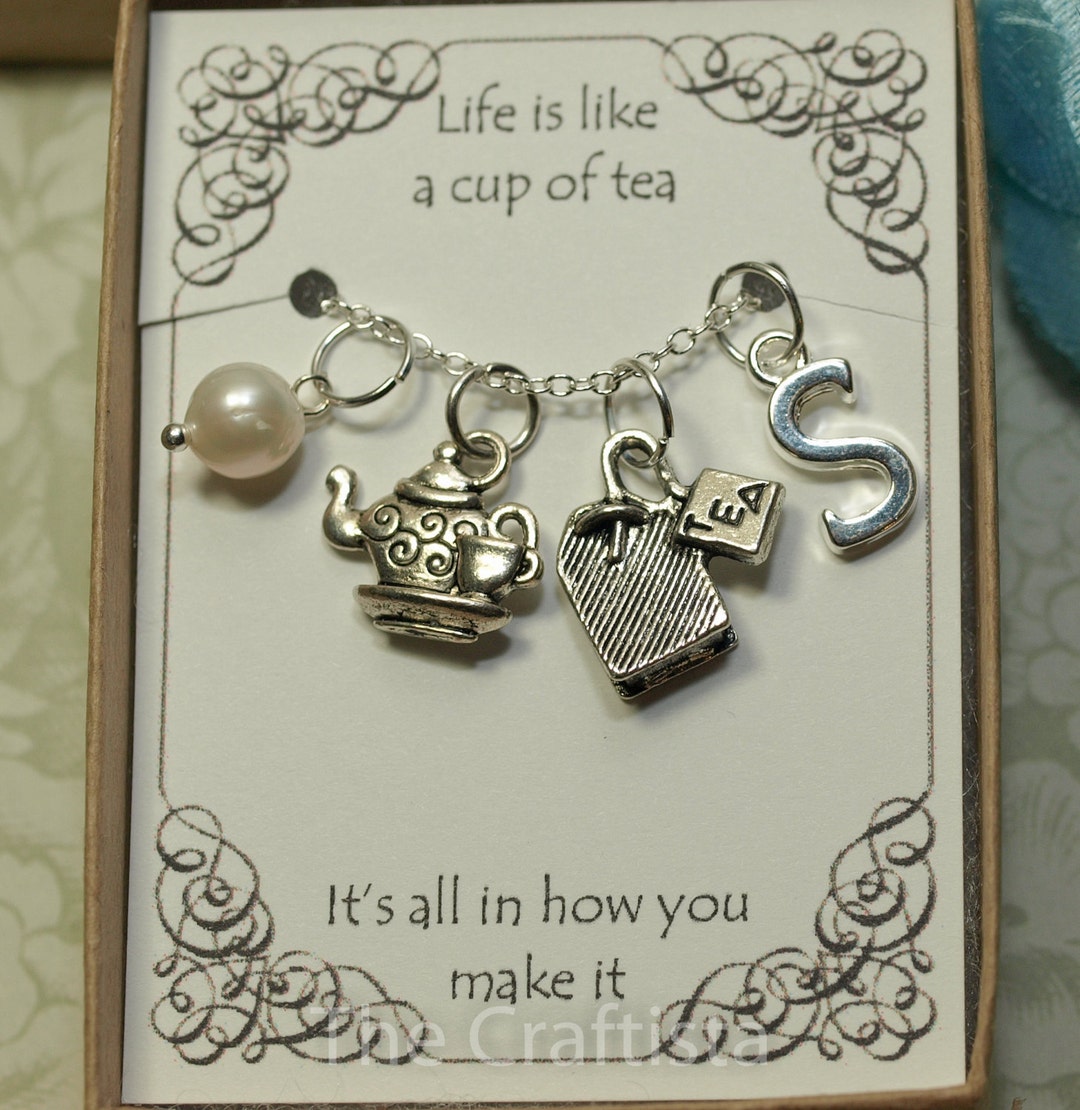 Personalized Tea-lover Necklace With Birthstone and Initial- TLB ...