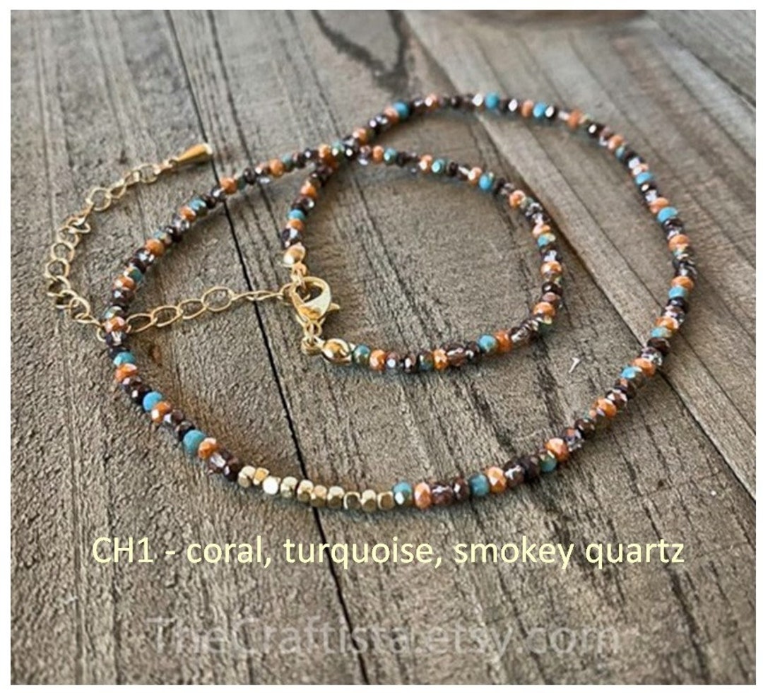 Dainty 2mm Beaded Necklace, Different Colors and Style, Dainty Layering ...