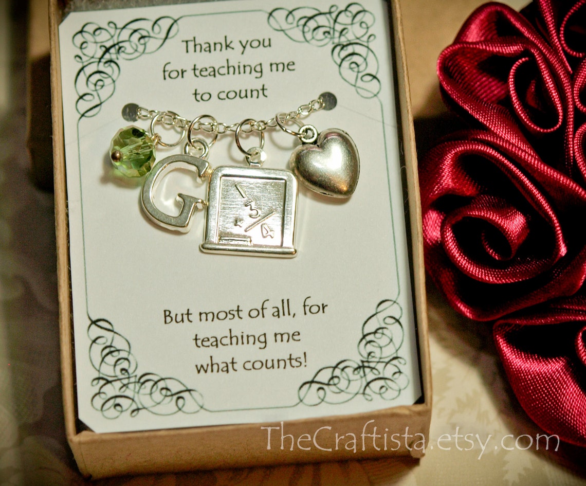 Personalized Teacher Necklace With Initial and Birthstone, T02, Math ...