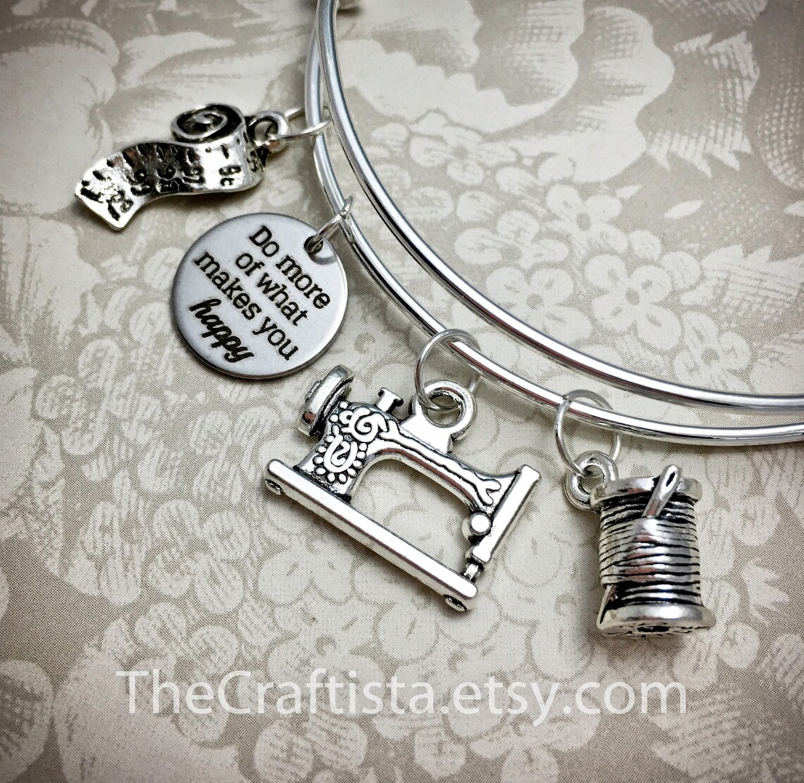 SWB, Personalized Sewing Bracelet, Sewing Bangle, Sewing Charm, Sewing ...