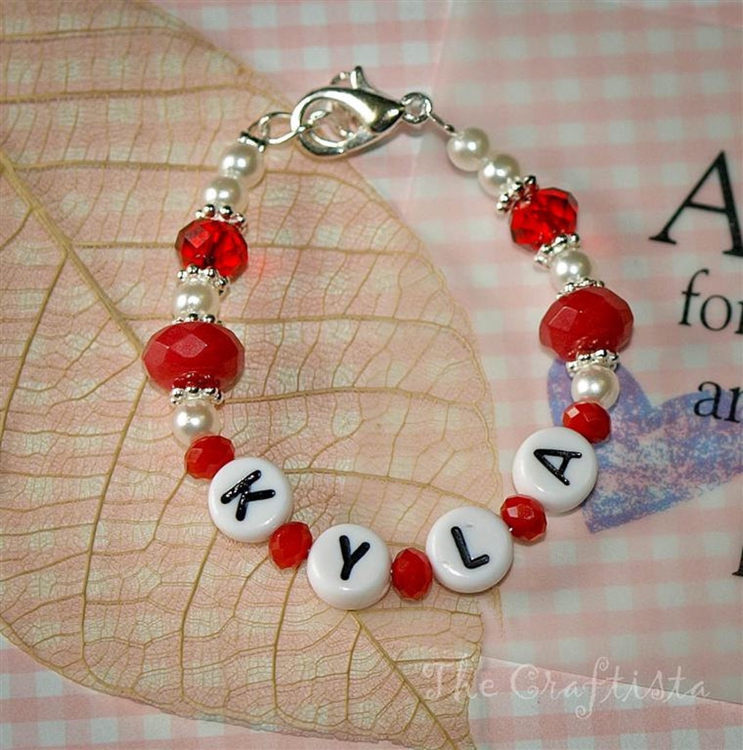 Ruby -- Personalized Birthstone Baby Bracelet -- July -- Infant ...