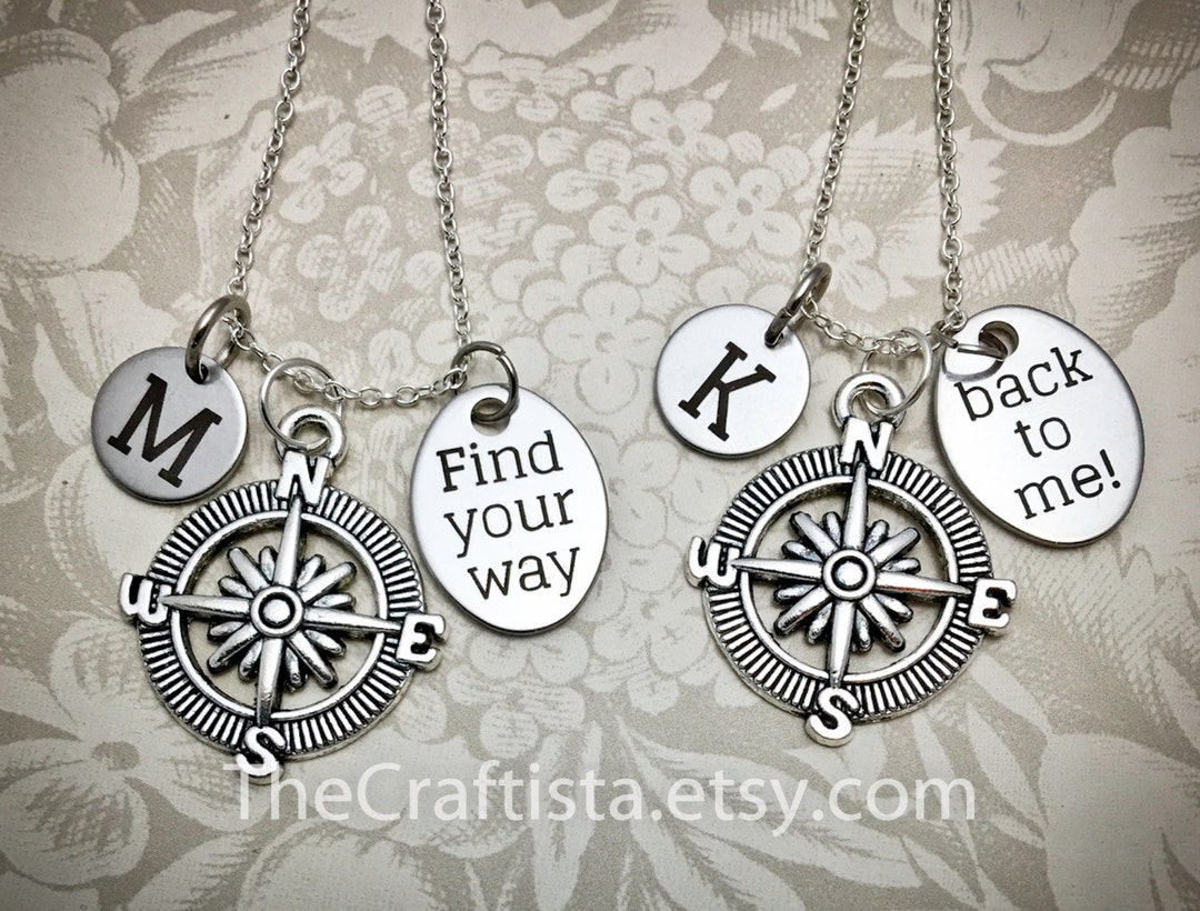 Two Best Friend Necklaces, Matching Friendship Necklaces, Compass ...