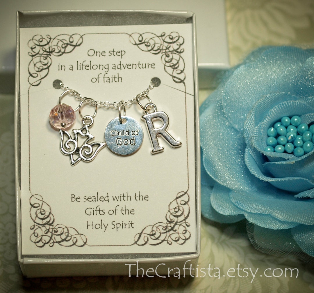 Personalized Confirmation Necklace With Birthstone and Initial -- C07 ...
