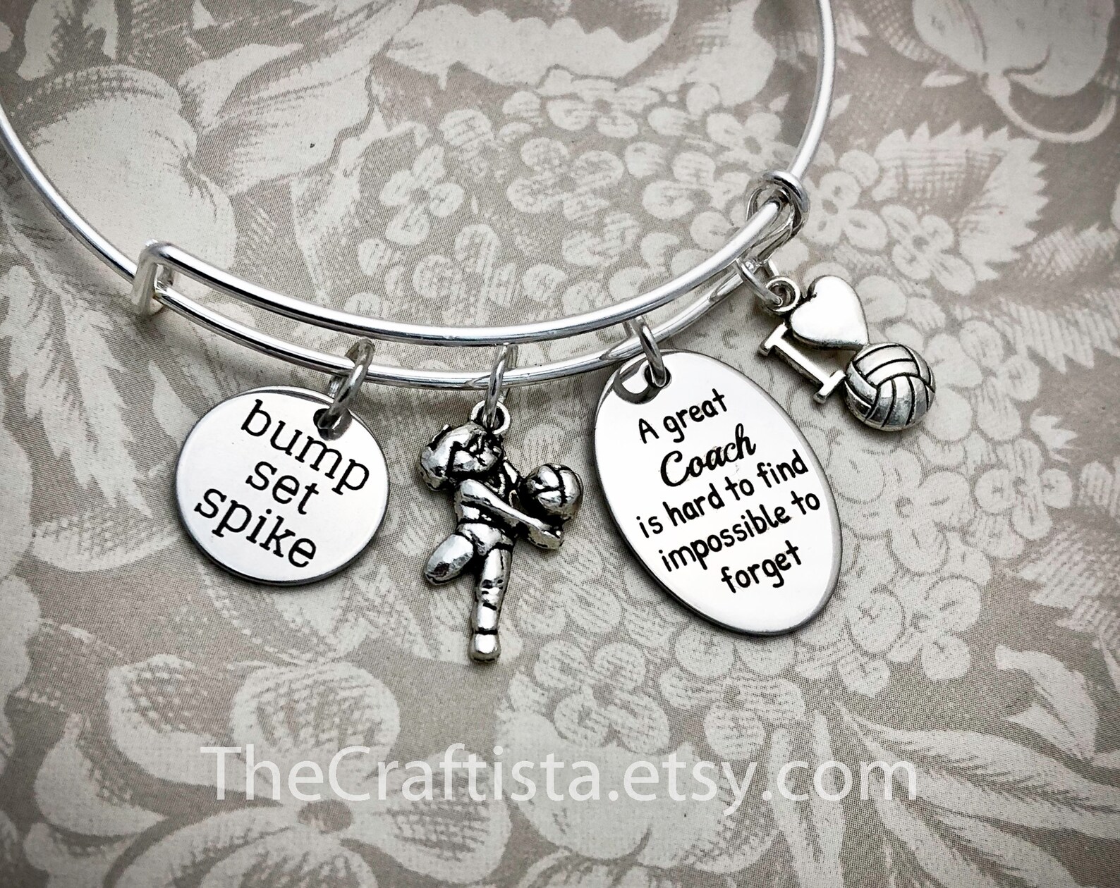 VBC, Coach Bangle, Volleyball Coach Bangle, Coach Gifts, A Great Coach ...