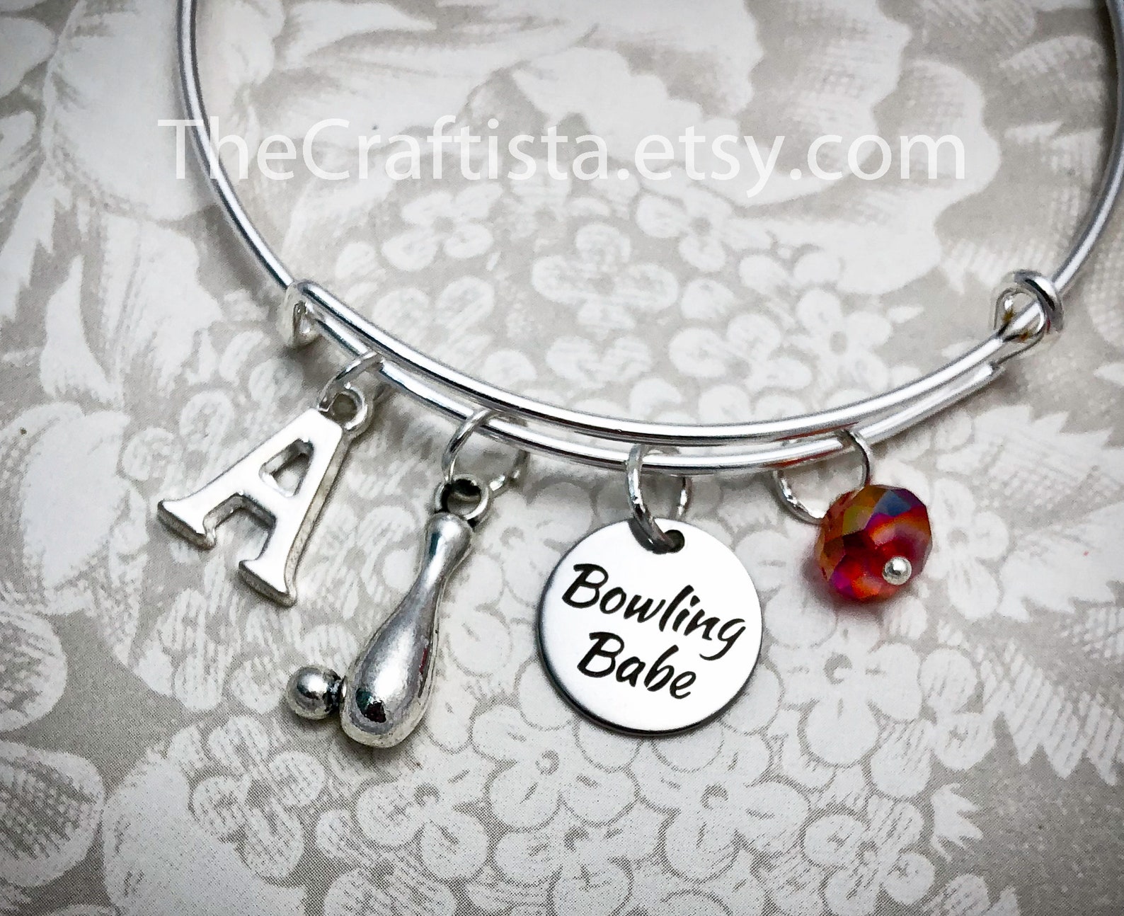 BWB, Personalized Bowling Bracelet, Bowling Bangle, Bowling Charm, Gift ...