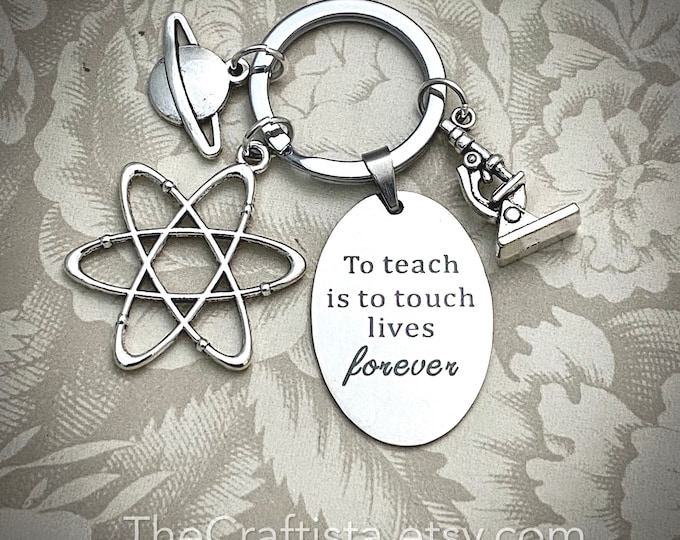 Personalized Science Teacher Keychain, SCK, Science Teacher Gift, Atom ...