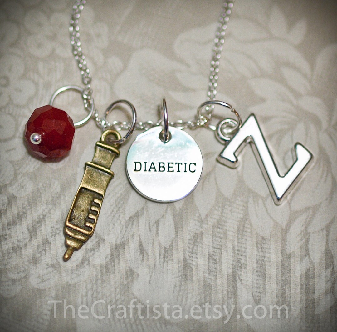 Personalized Diabetic Necklace With Birthstone and Initial ...