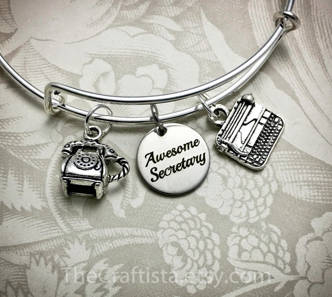 SEC, Secretary Bracelet, Awesome Secretary, Typewriter Charm, Office ...