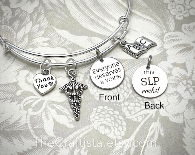 SLP Bracelet, Speech Therapy Bangle, SLP Gift, Speech Therapy Gift ...