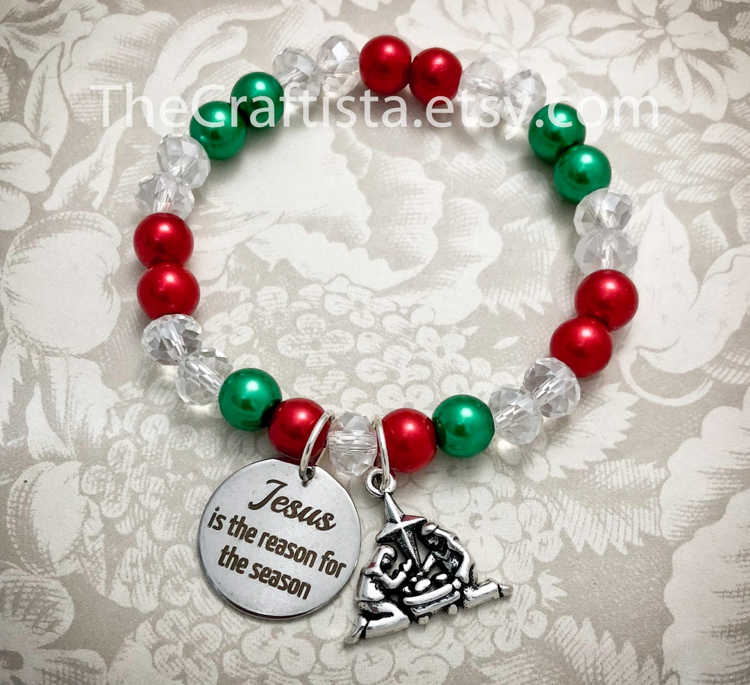 Christmas Bracelet, Jesus is the Reason for the Season, Nativity Charm ...
