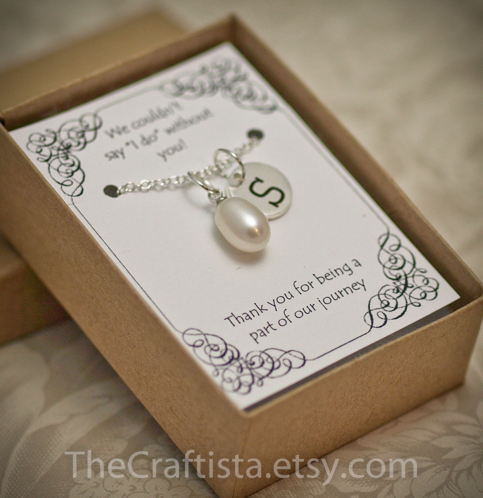 Personalized Usher Necklace - WJ - Wedding Attendants Necklace - Pearl ...