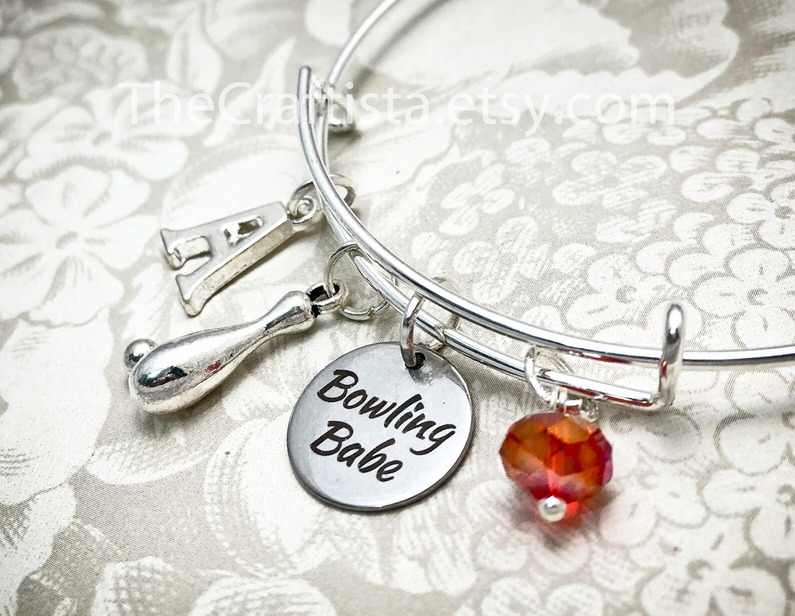 BWB, Personalized Bowling Bracelet, Bowling Bangle, Bowling Charm, Gift ...
