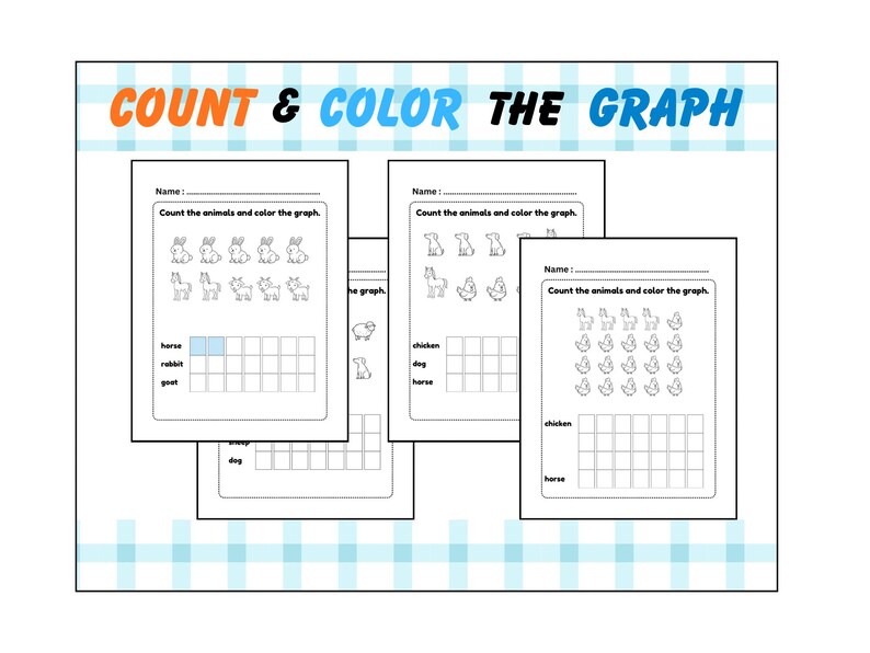 Count and Graph Worksheets for Preschool | Farm Animals Math Activity ...