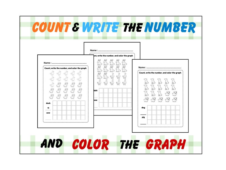 Count and Graph Worksheets for Preschool | Farm Animals Math Activity ...