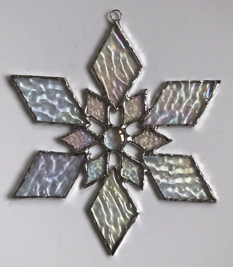 Stained Glass Snowflake Suncatcher Design 1B Etsy
