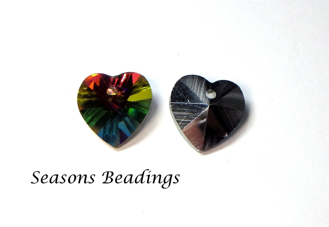 Rainbow 14mm Faceted Crystal Heart Pendants, Rainbow Crystal Heart ...