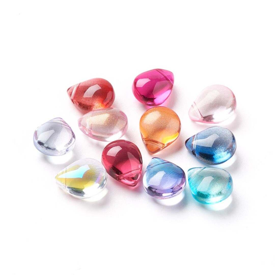 Assorted 12mm Top Drilled Glass Teardrop Pendants Rainbow Drop Charms ...