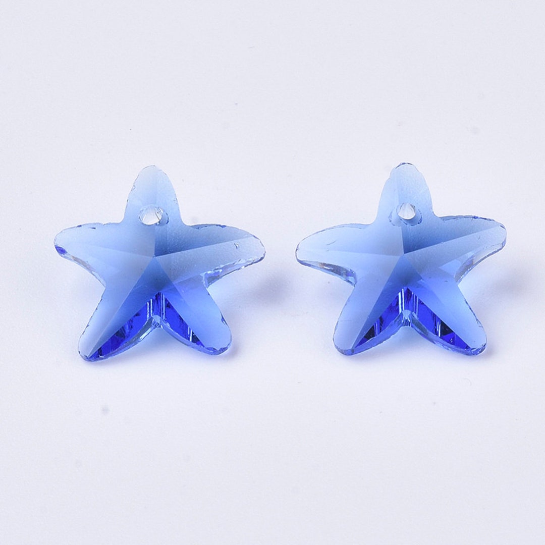 Blue Crystal Starfish 14mm Bead DIY Star Charm Bulk Lot Craft Pendant ...