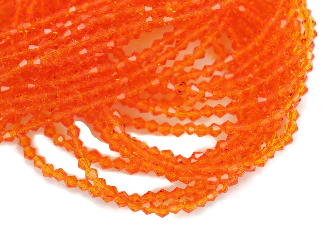 Translucent Orange Crystal Bicone Beads, 3mm Crystal Bicone, 4mm Orange ...