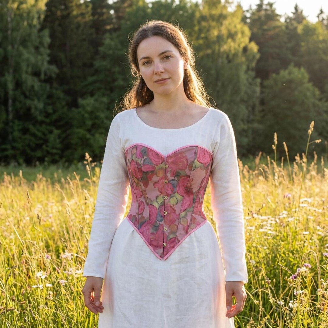 Pink Renaissance Corset – Medieval Conical Bodice | Ren Faire LARP ...