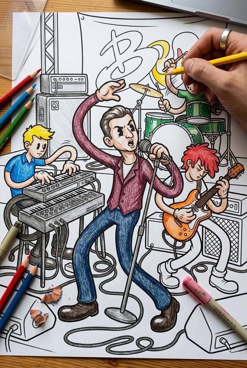 80s & 90s Music Coloring Pages Printable – Retro Pop Rock Inspired – 36 ...