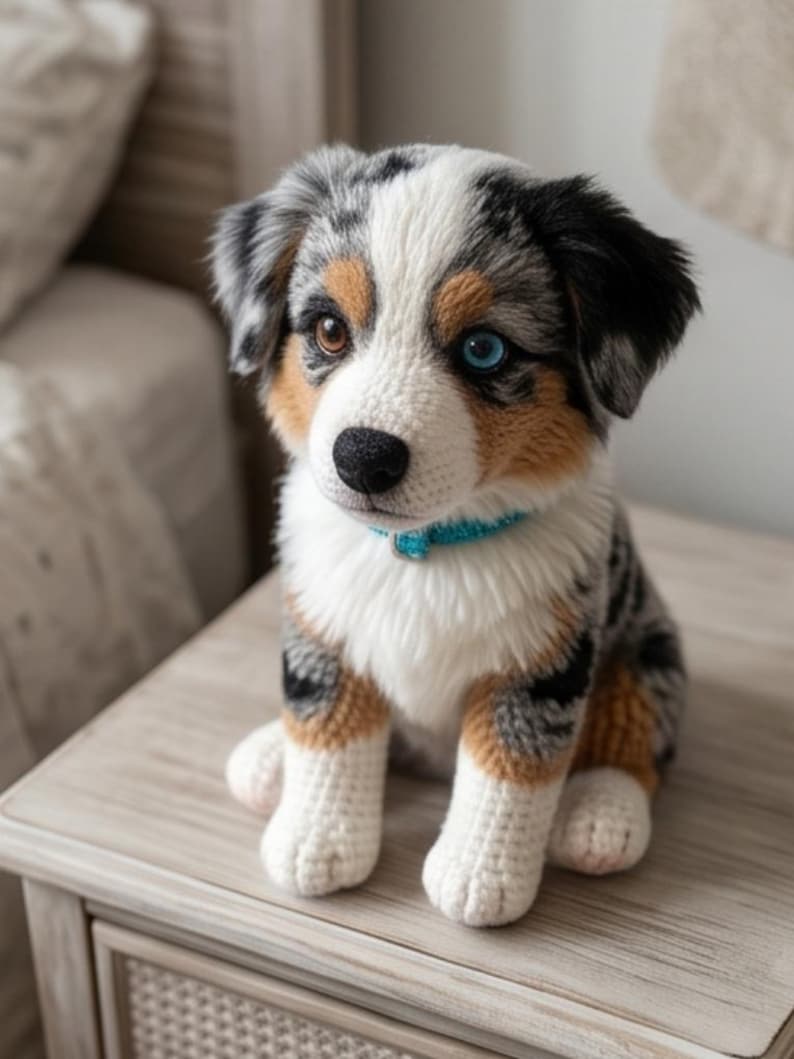 Australian Shepherd Crochet Pattern Amigurumi PDF, Dog Stuffed Animal ...