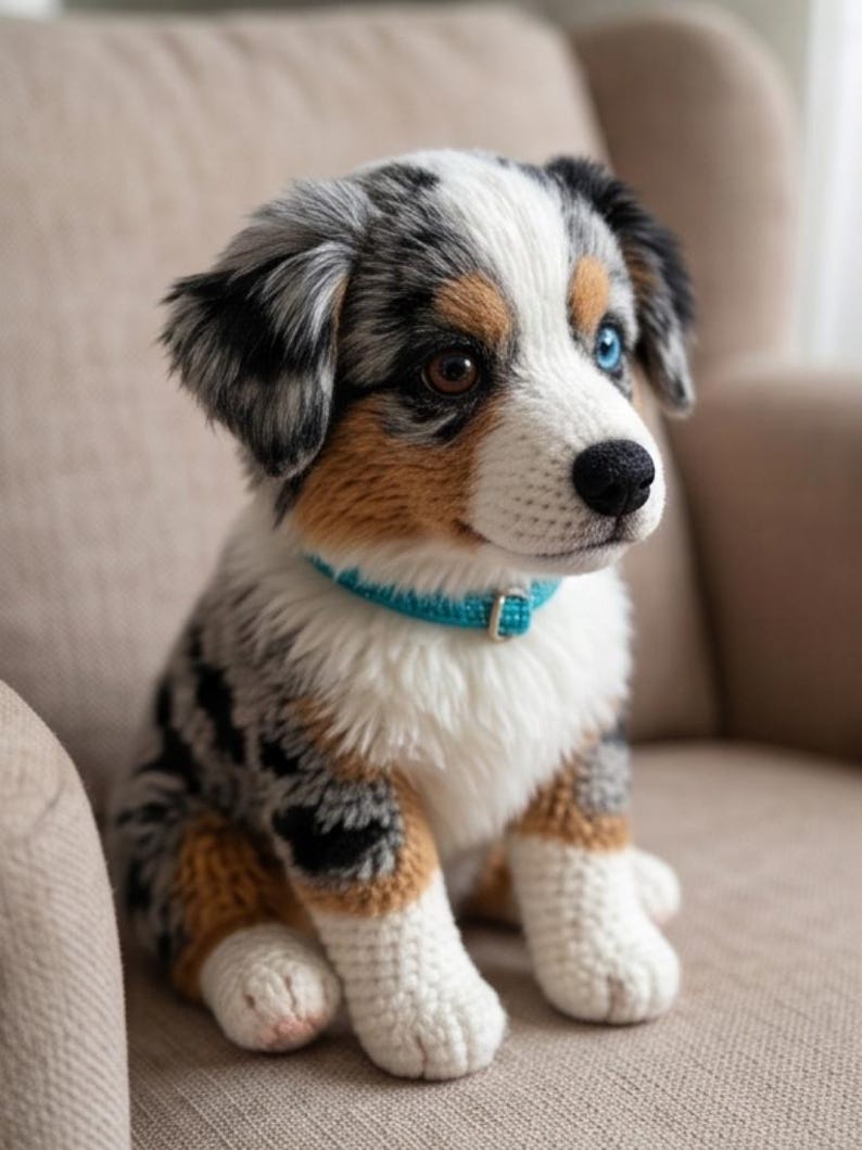 Australian Shepherd Crochet Pattern Amigurumi PDF, Dog Stuffed Animal ...