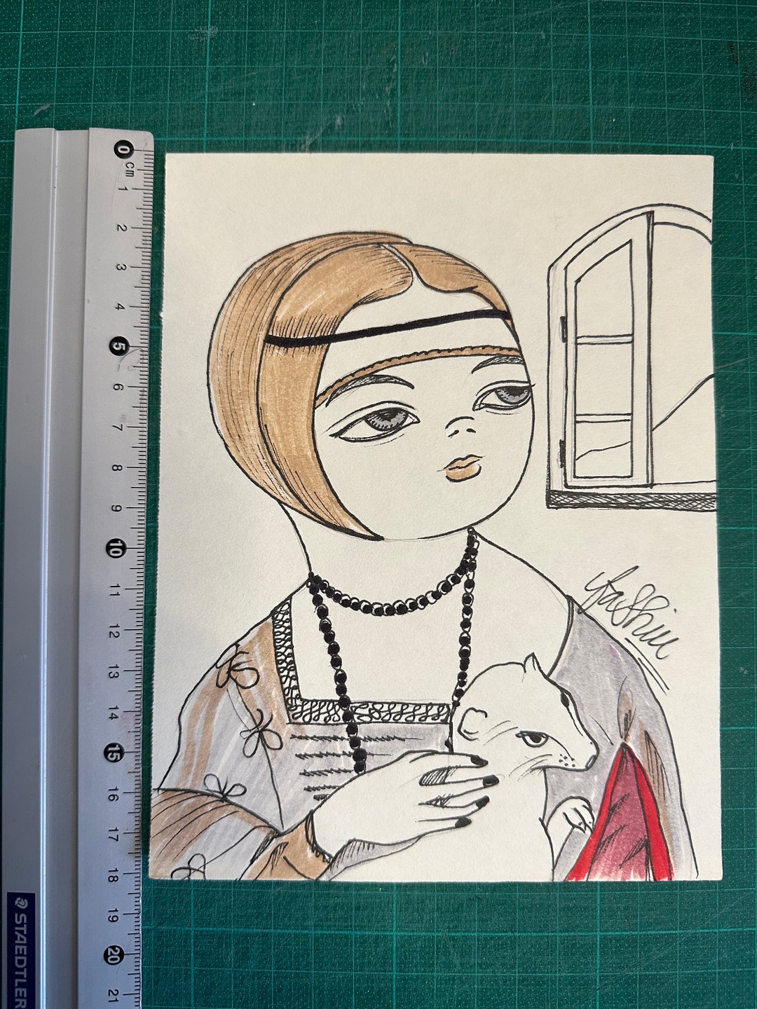 One And Only A5 Sketch Drawing Lady With An Ermine Leonardo Etsy