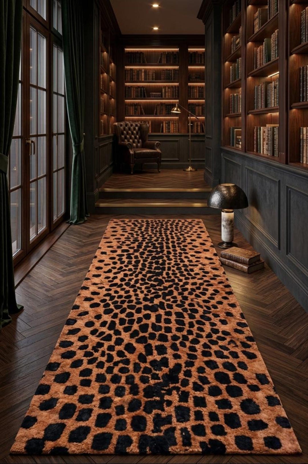 Leopard Print Runner Rug, Animal Print Hallway Rug, Safari Style Carpet ...