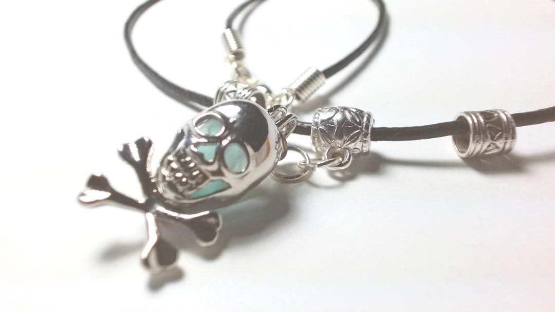 Genuine Rare Aqua Beach Sea Glass Skull & Crossbones Cage Locket With ...